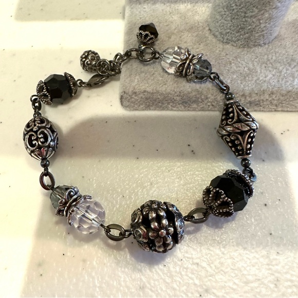 Brighton | Jewelry | Brighton Bracelet Jet Set Silver W Black And Clear ...